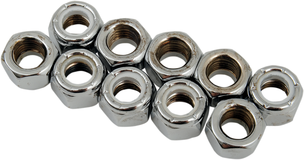 DRAG SPECIALTIES Nylon Insert Nut - Chrome - 5/16"-24 - 10 Pack ...