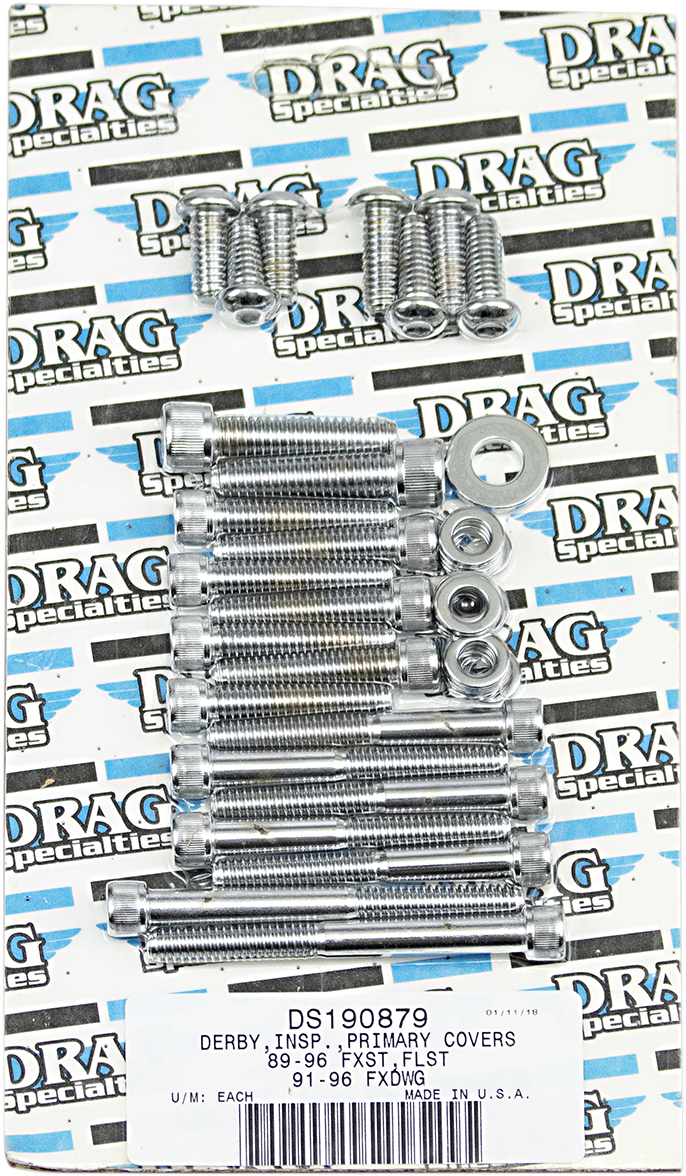 DRAG SPECIALTIES Chrome Socket-Head Bolt Primary Cover Kit — Lifestyle ...