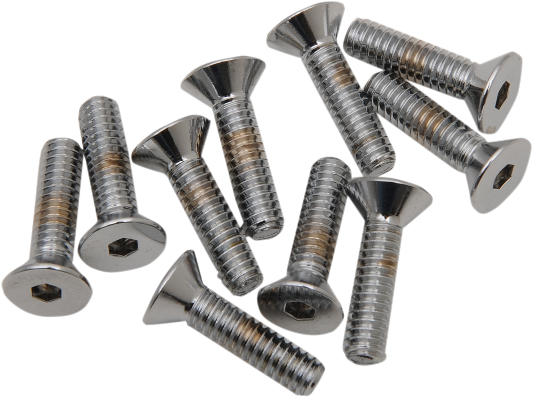 DRAG SPECIALTIES Flat-Head Chrome Bolts - 1/4"-20 x 1-1/4" - 10 Pack ...