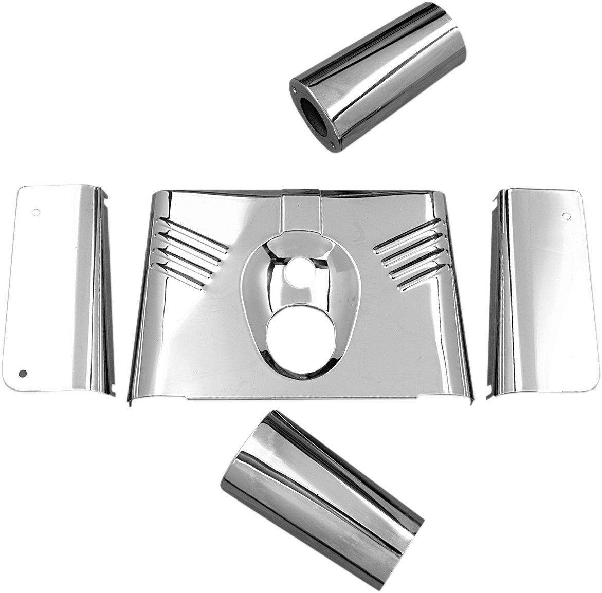 DRAG SPECIALTIES Chrome Ribbed Fork Tin 5-Piece Set — Lifestyle Cycles