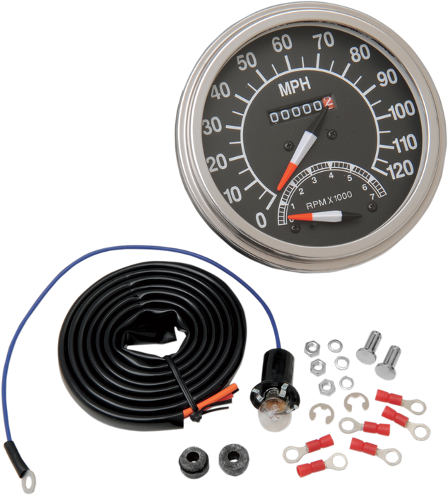 Drag Specialties 5" MPH FL-Style 2:1 Speedometer with Tach - '68-'84 B ...