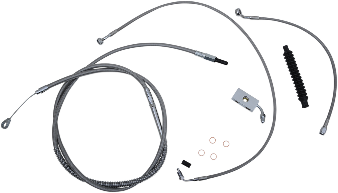 LA CHOPPERS Handlebar Cable/Brake Line Kit - 12" - 14" Ape Hanger Hand ...