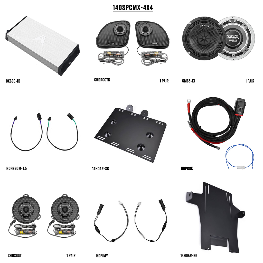 CICADA AUDIO - 14DSPCMX-4X4 - 4 CH DSP Amp & 4 Speaker CMX Speaker Sys ...