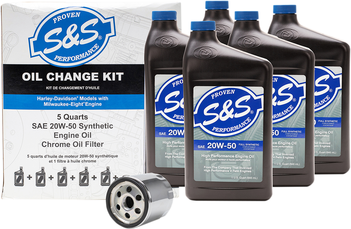 S&S CYCLE Oil Change Kit - Black Filter - M8 '17-'24 - 5 US quarts ...