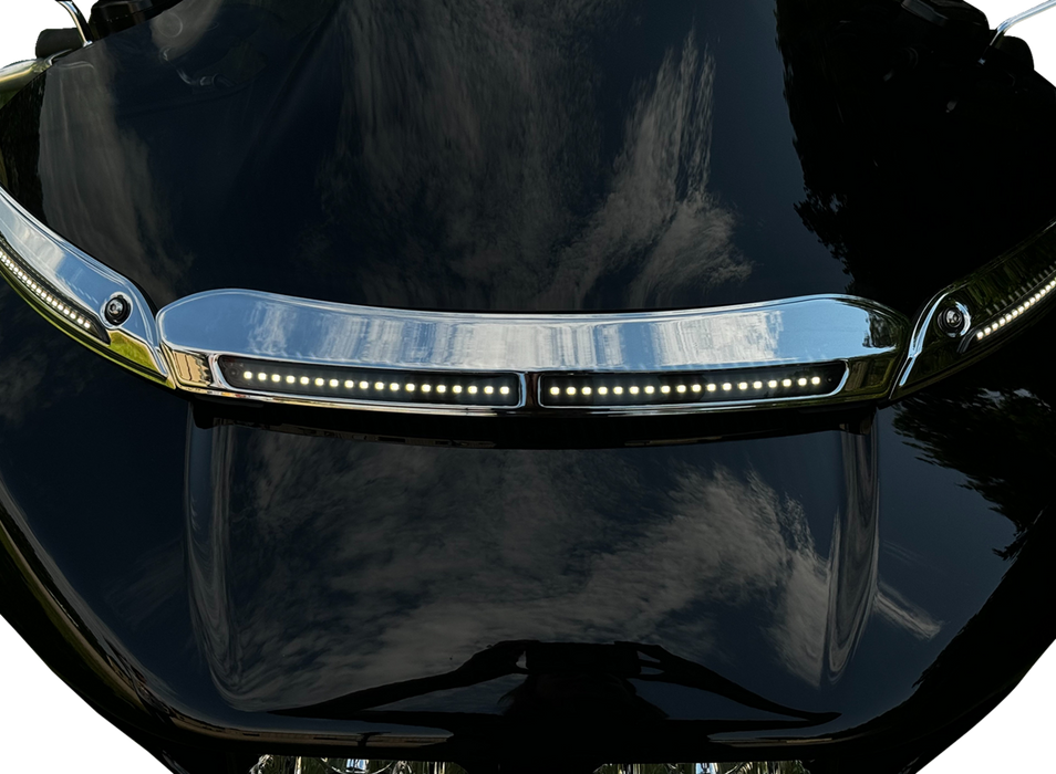 CUSTOM DYNAMICS LED Windshield Trim - Chrome — Lifestyle Cycles