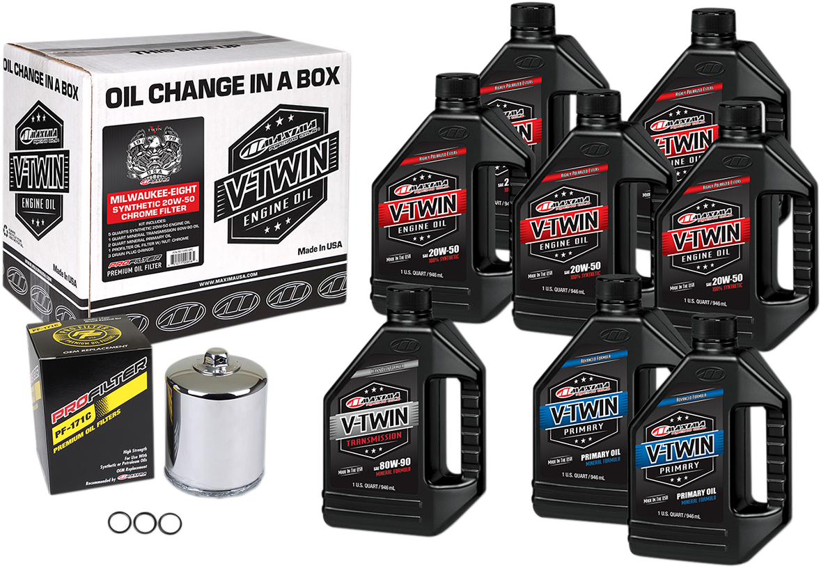 MAXIMA RACING OIL - M8 Synthetic 20W-50 Oil Change Kit - Chrome Filter ...