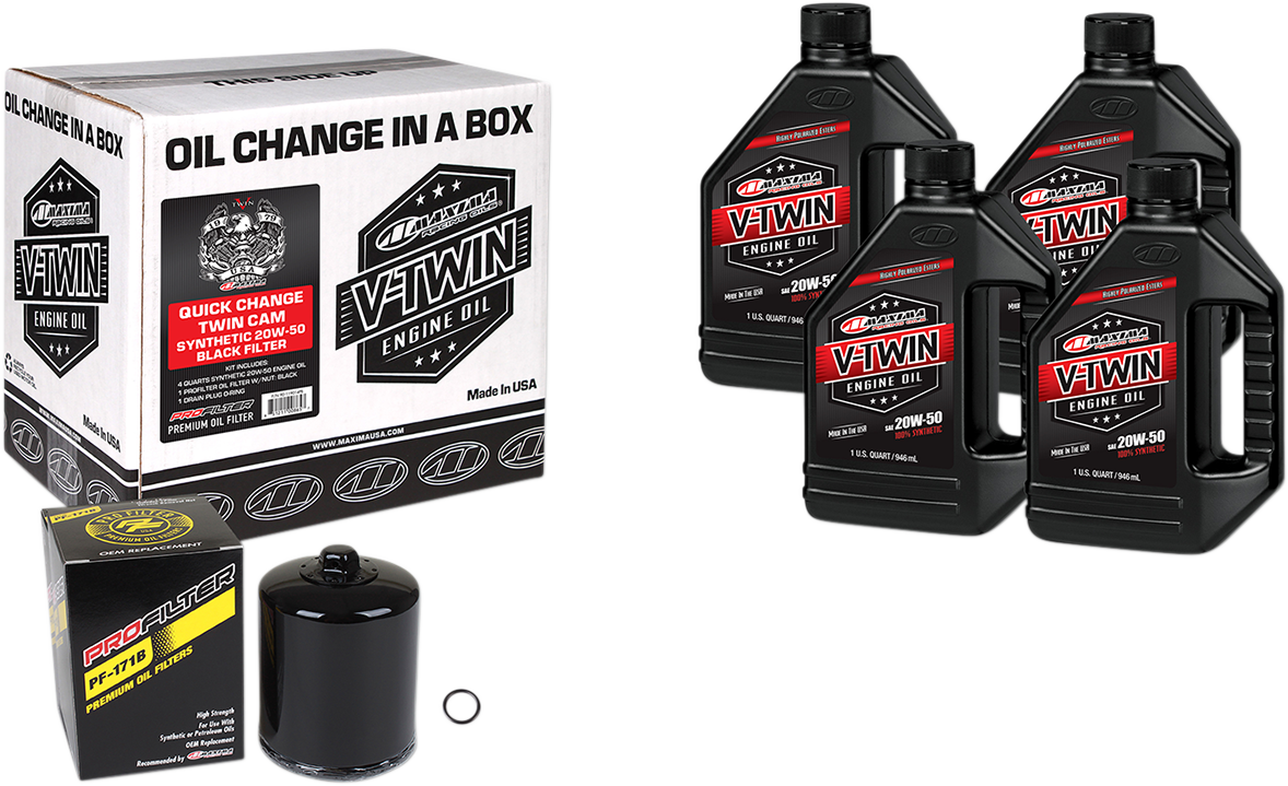 MAXIMA RACING OIL - Twin Cam Synthetic 20W-50 Oil Change Kit - Black F ...