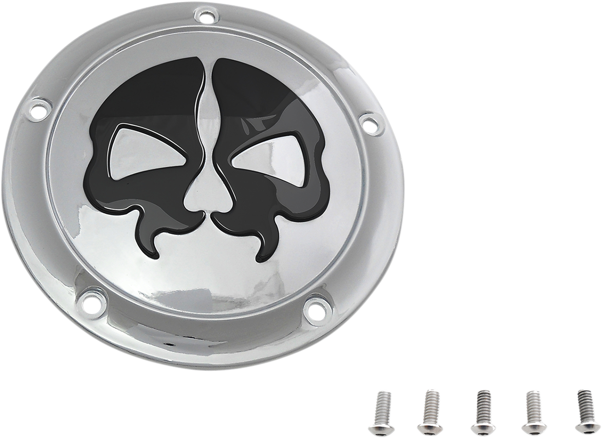 DRAG SPECIALTIES Split Skull Derby Cover - Chrome / Black - 5-Hole ...