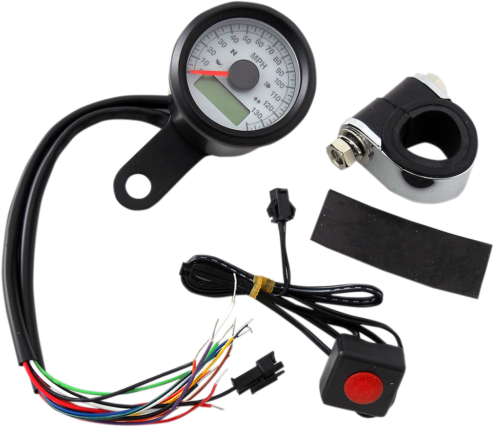 Drag Specialties 1-7/8" Programmable Imperial Speedometer with Indicat ...