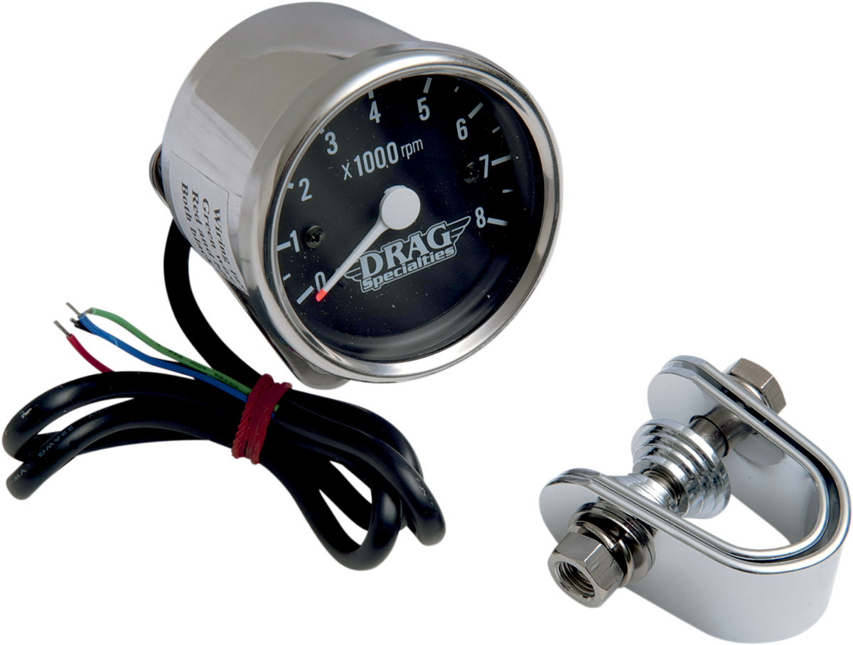 DRAG SPECIALTIES 2.4" Mini Electronic Tachometer - Chrome Housing - Bl ...