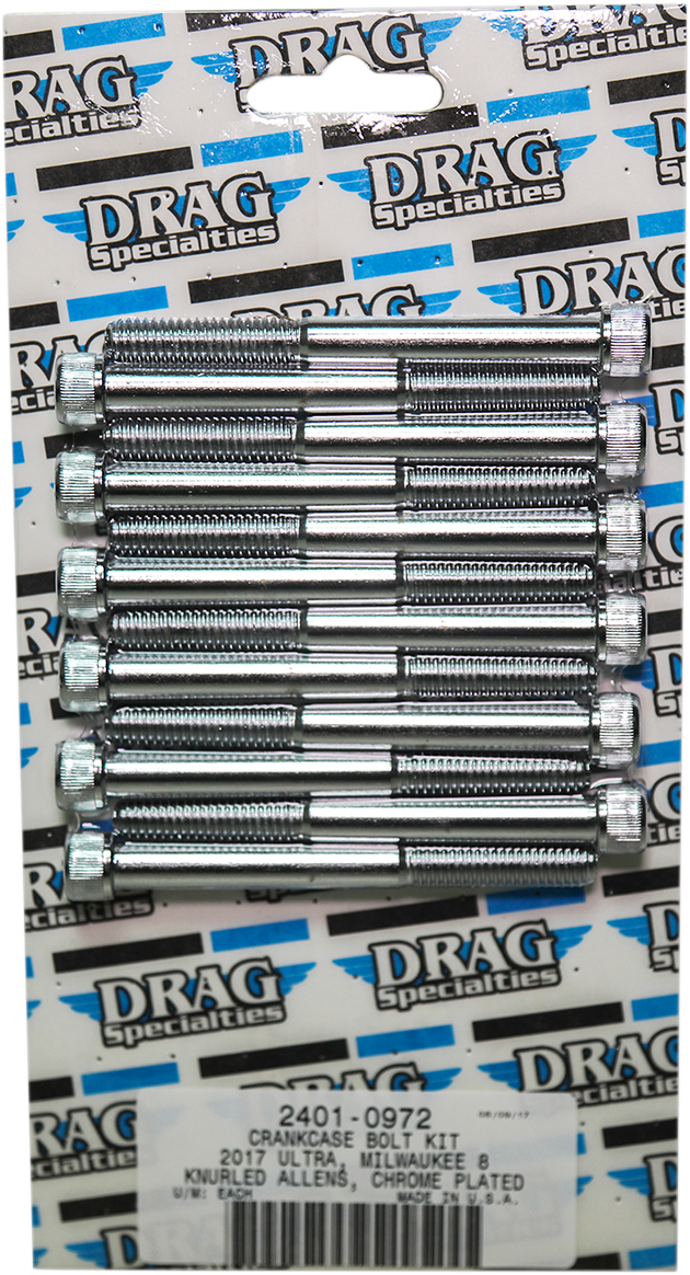 DRAG SPECIALTIES Bolt Kit - Crankcase - Chrome - Knurled - M8 ...