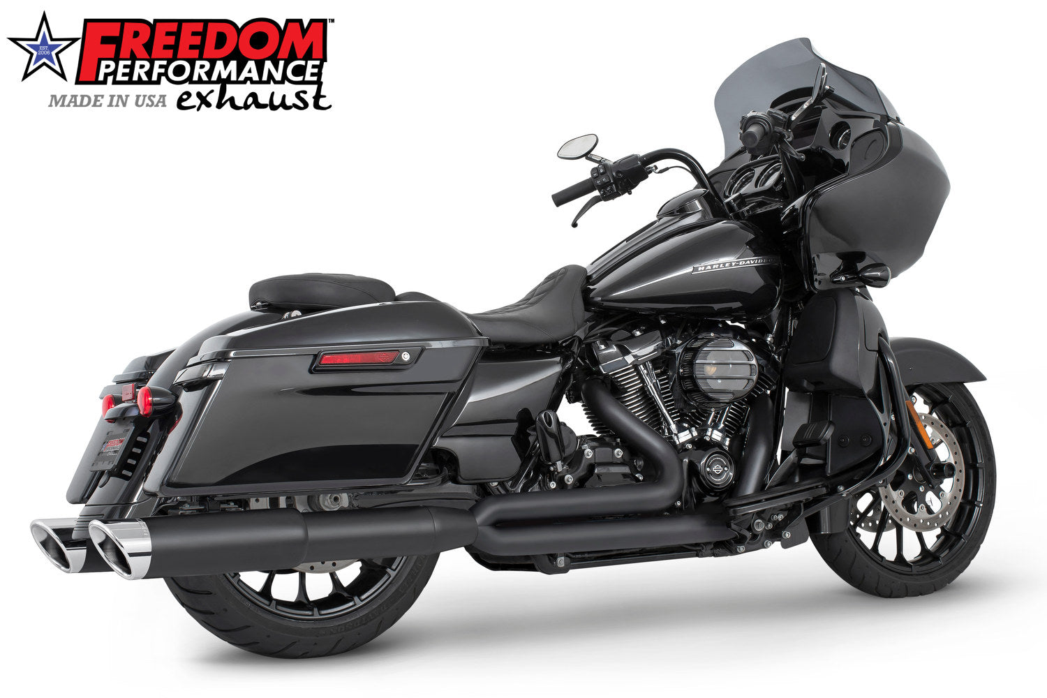 HARLEY TOURING 4.5" LEFT SIDE GHOST PIPE FOR 2 STEPPED UNION 2-INTO-1 ...