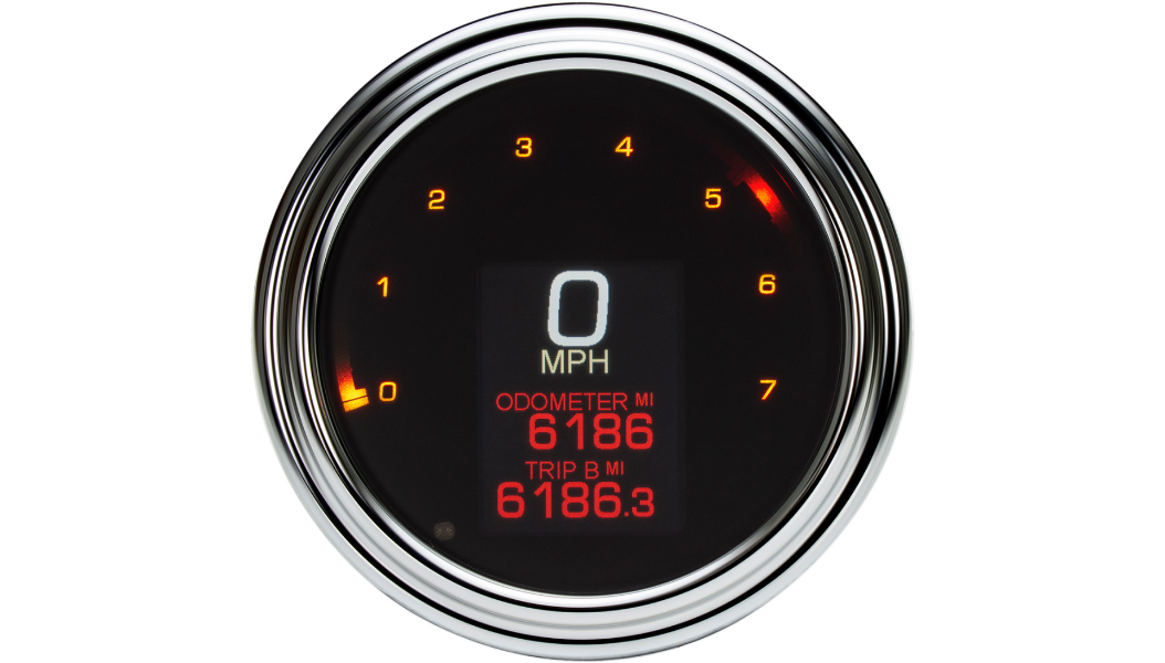 DAKOTA DIGITAL Tank Speedometer - Chrome Bezel - 2011-2023 4.5-5" Harl ...
